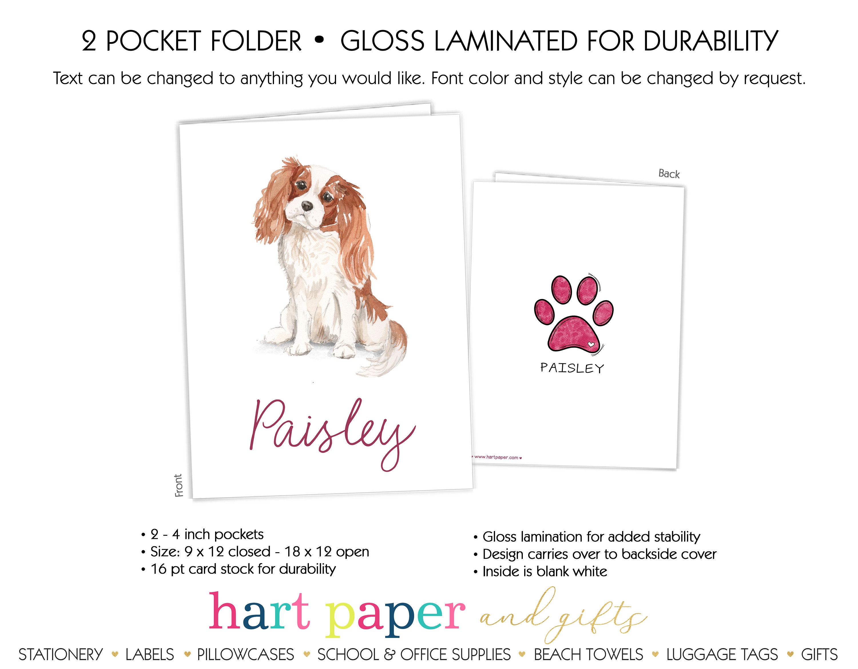 YOUR DOG Puppy Personalized Folder 2 Pocket Back to School - Etsy 日本