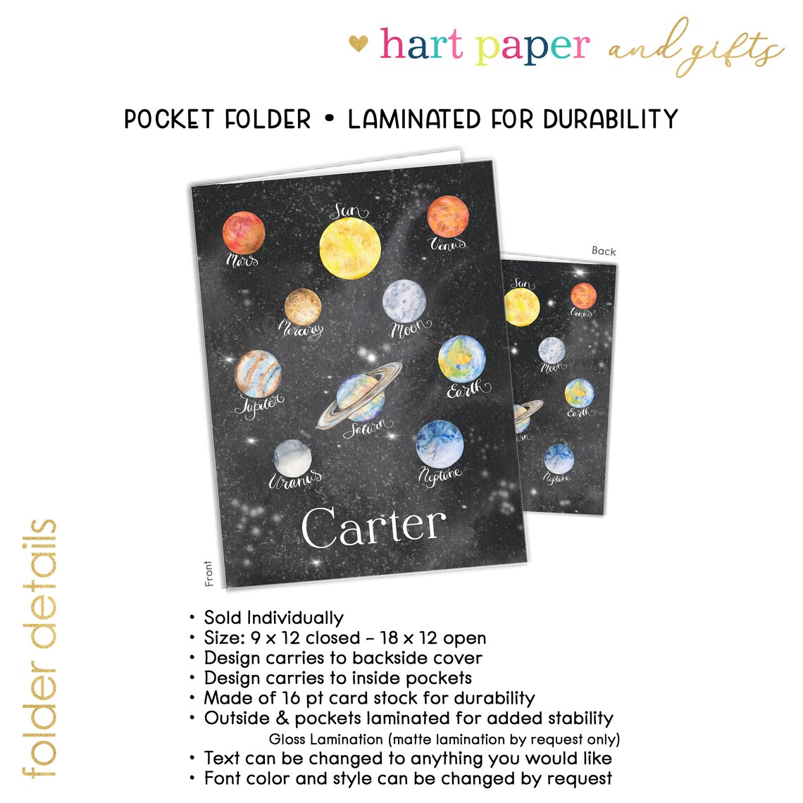 Planets Solar System Outer Space Personalized Folder 2 Pocket • Back to ...