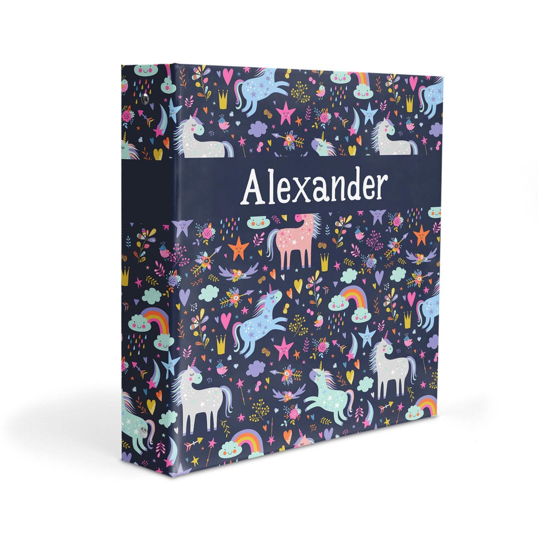 Rainbow Unicorn 3 Ring Binder 2" Personalized Custom Gift Back to ...