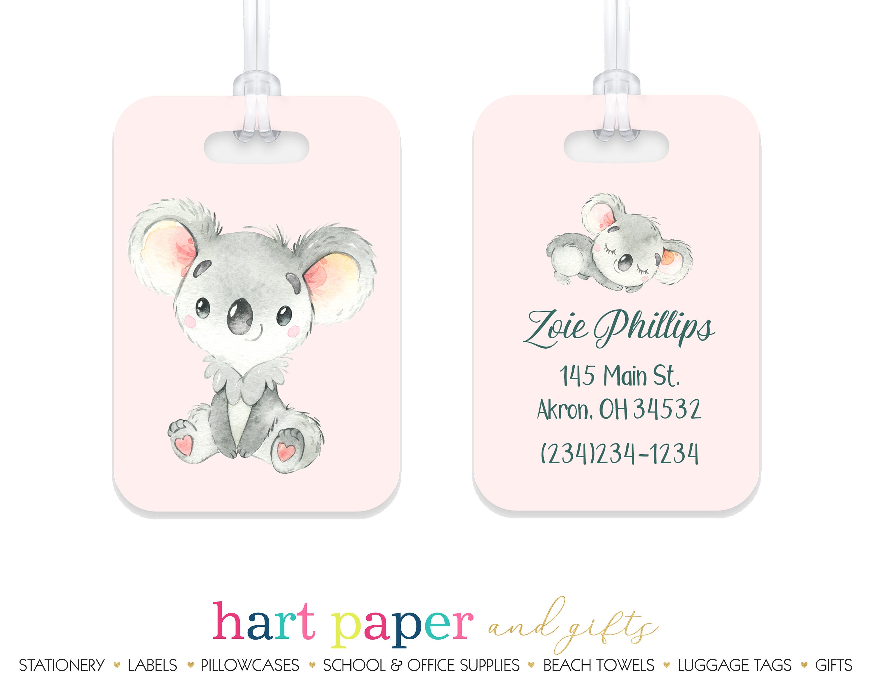 Koala Personalized Luggage Bag Tag Plastic Aluminum Name | Etsy