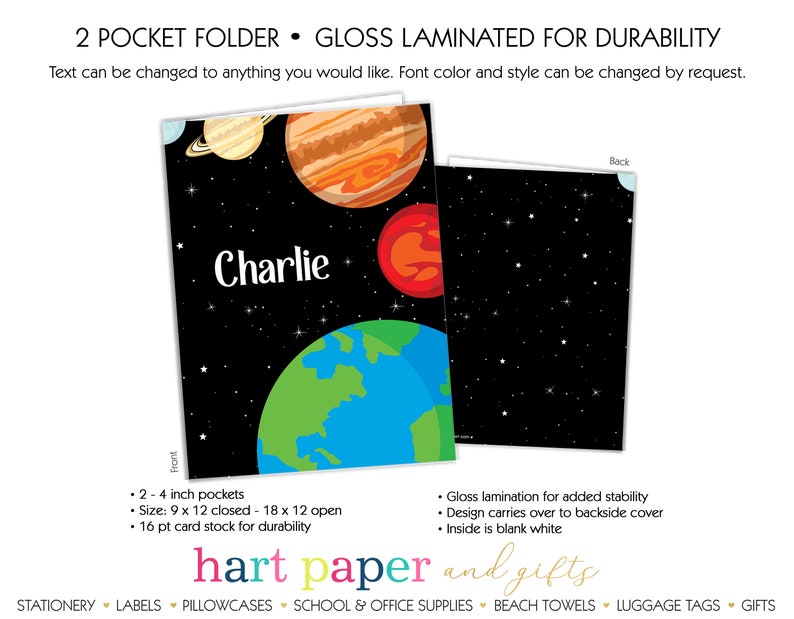 Planets Solar System Outer Space Personalized Folder 2 Pocket - Etsy