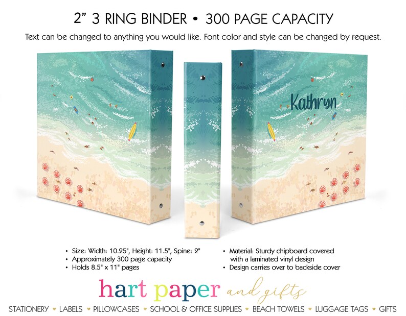 Beach 3 Ring Binder 2 Personalized Custom Gift Birthday - Etsy
