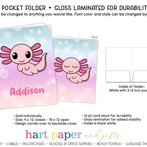Axolotl Fish Rainbow Personalized Folder 2 Pocket Back to - Etsy