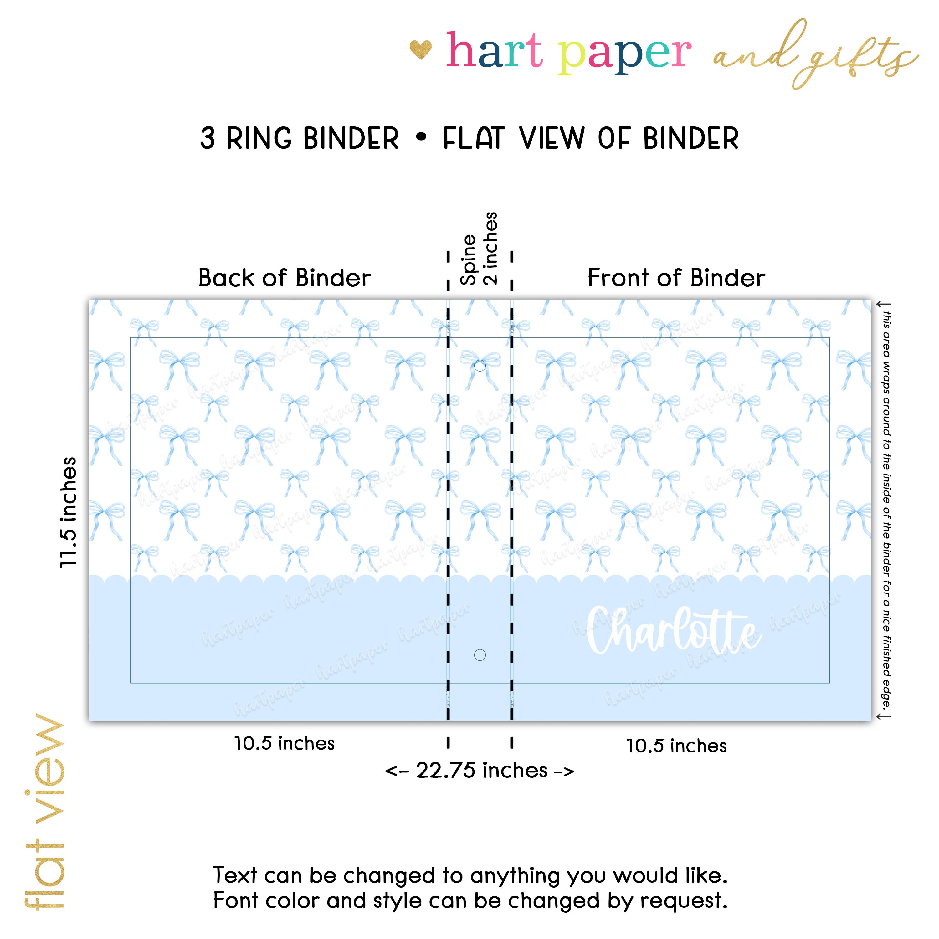 Blue Bow Ribbon Coquette 3 Ring Binder 2" Personalized Custom Gift Back ...
