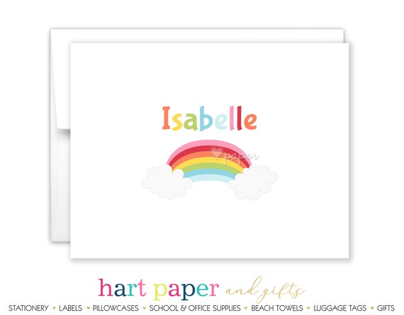 Rainbow Thank You Personalized Cards Folded Flat Card | Etsy