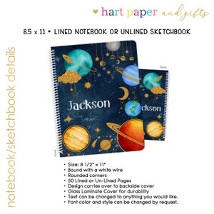 Outer Space Planets Solar System Personalized Notebook Sketchbook ...