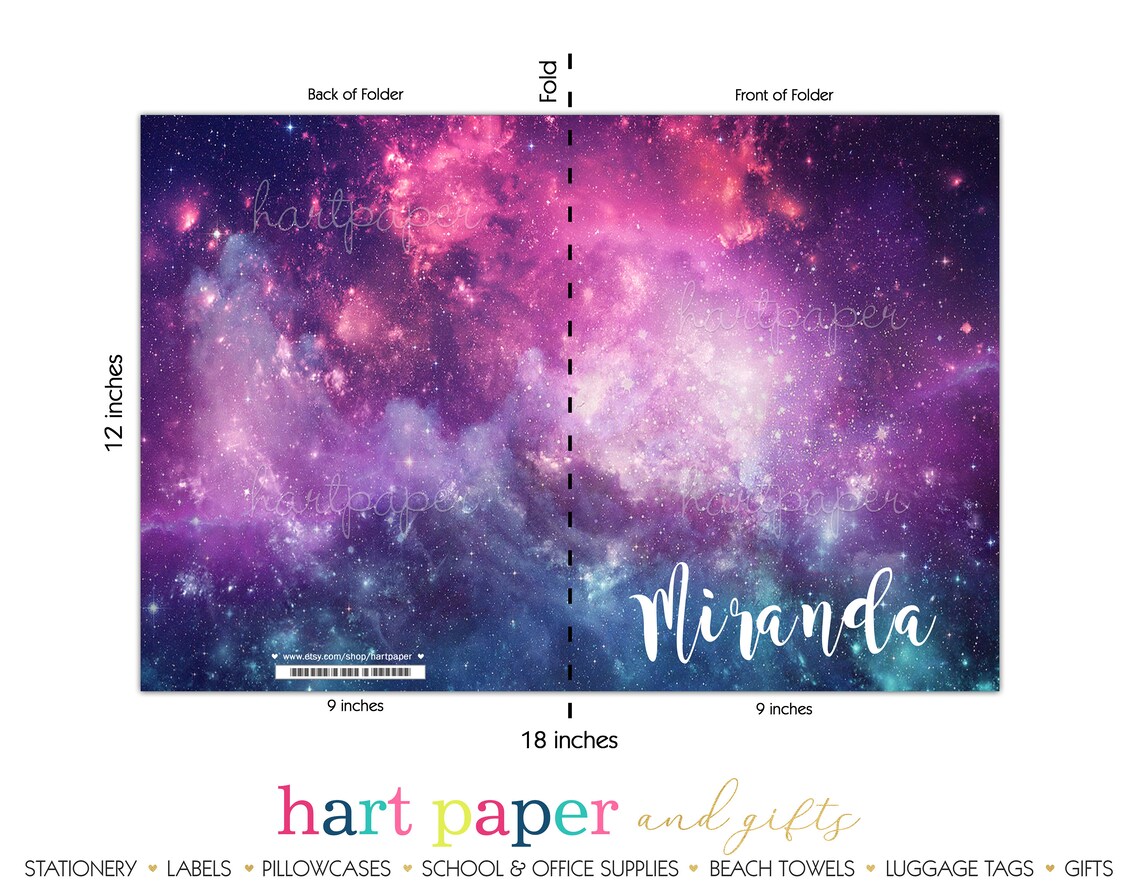 Galaxy Space Stars Personalized Folder 2 Pocket Back to | Etsy