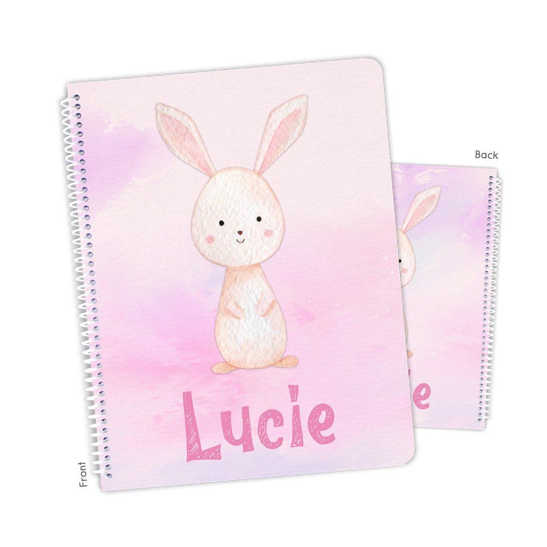Bunny Rabbit Pink Personalized Notebook Sketchbook • Custom Birthday ...