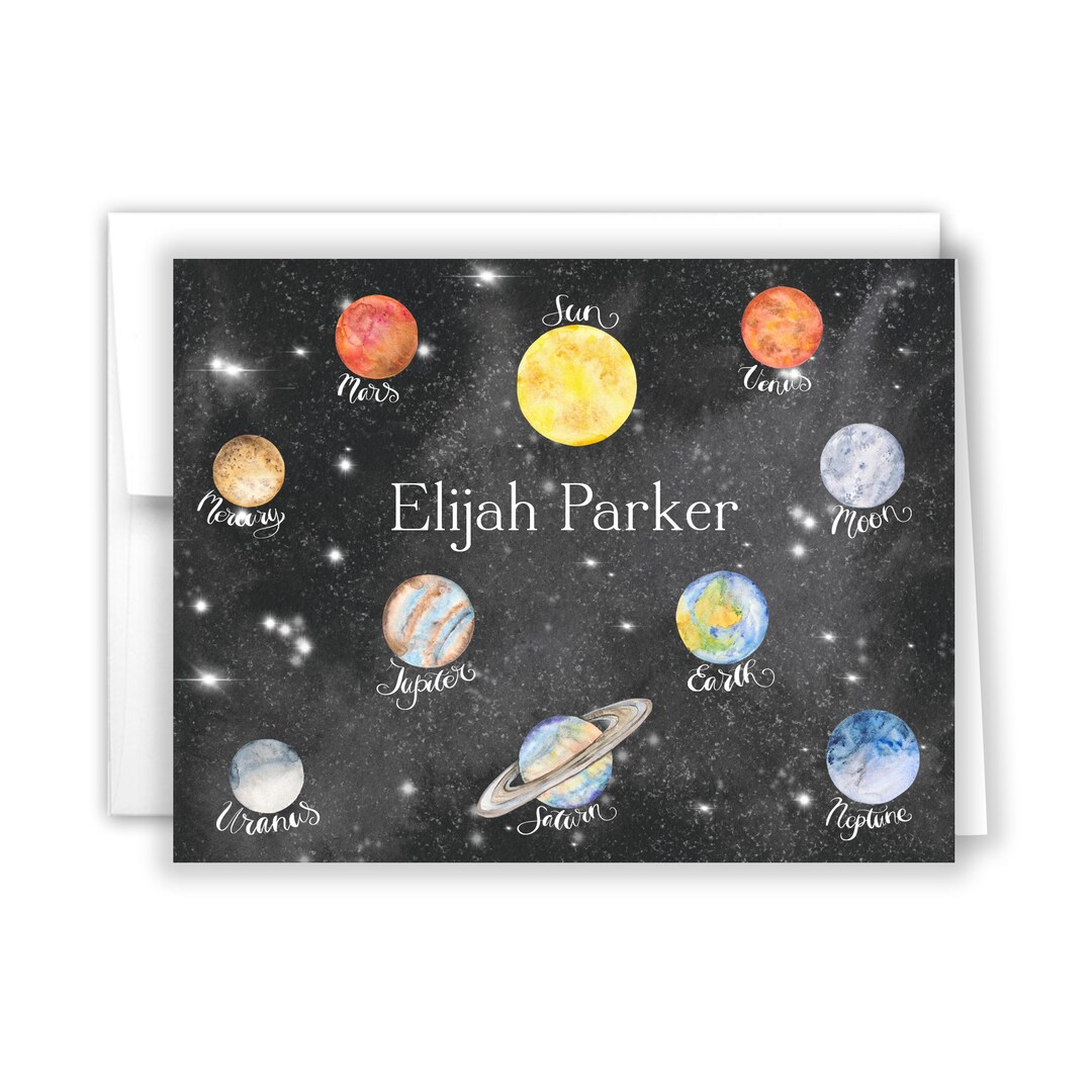 Galaxy Planets Outer Space Solar System Thank You Cards • Folded Flat ...