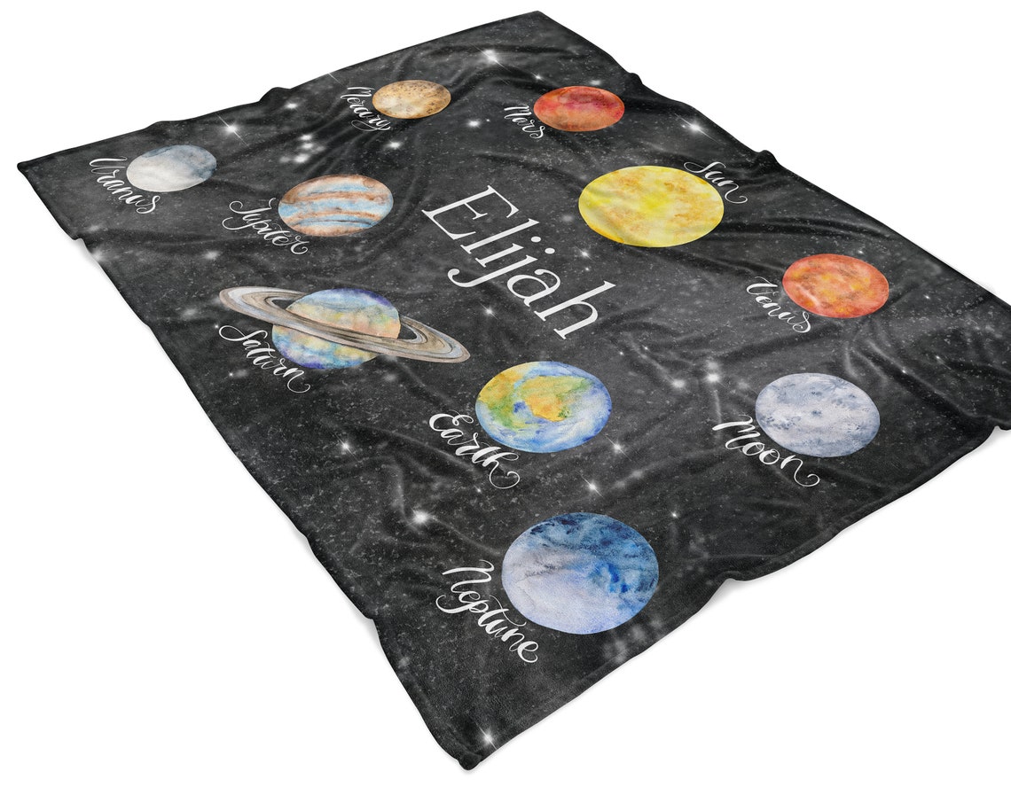 Planets Outer Space Solar System Blanket Minky Personalized - Etsy
