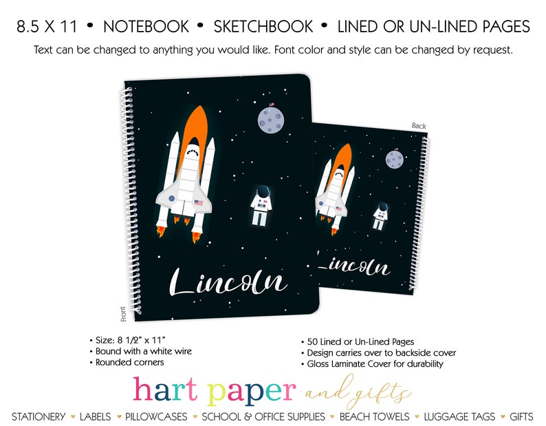 Rocket Space Planets Solar System Personalized Notebook - Etsy