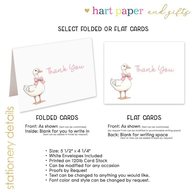 Goose One Silly Thank You Personalized Cards Folded Flat Stationery ...