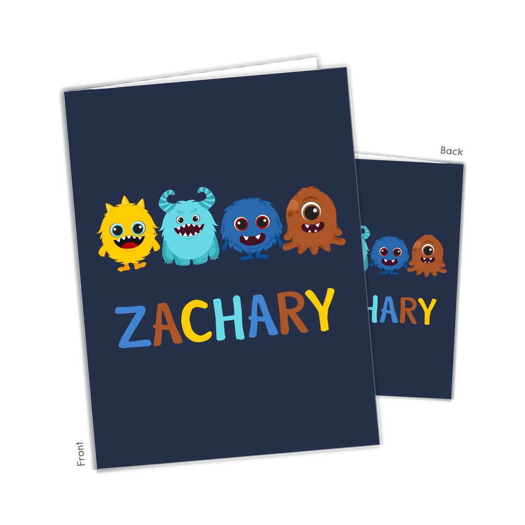 Monsters Personalized Folder 2 Pocket • Back to School Supplies Custom ...