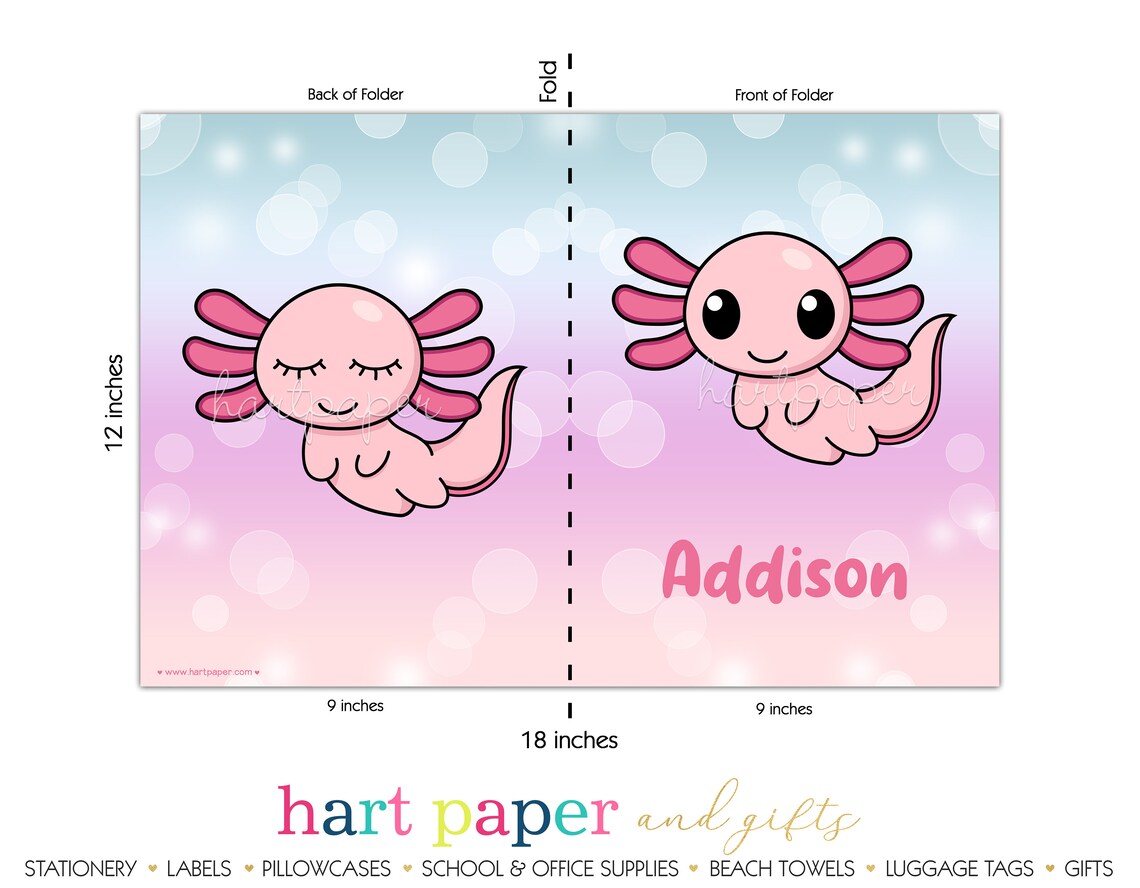 Axolotl Fish Rainbow Personalized Folder 2 Pocket Back to | Etsy