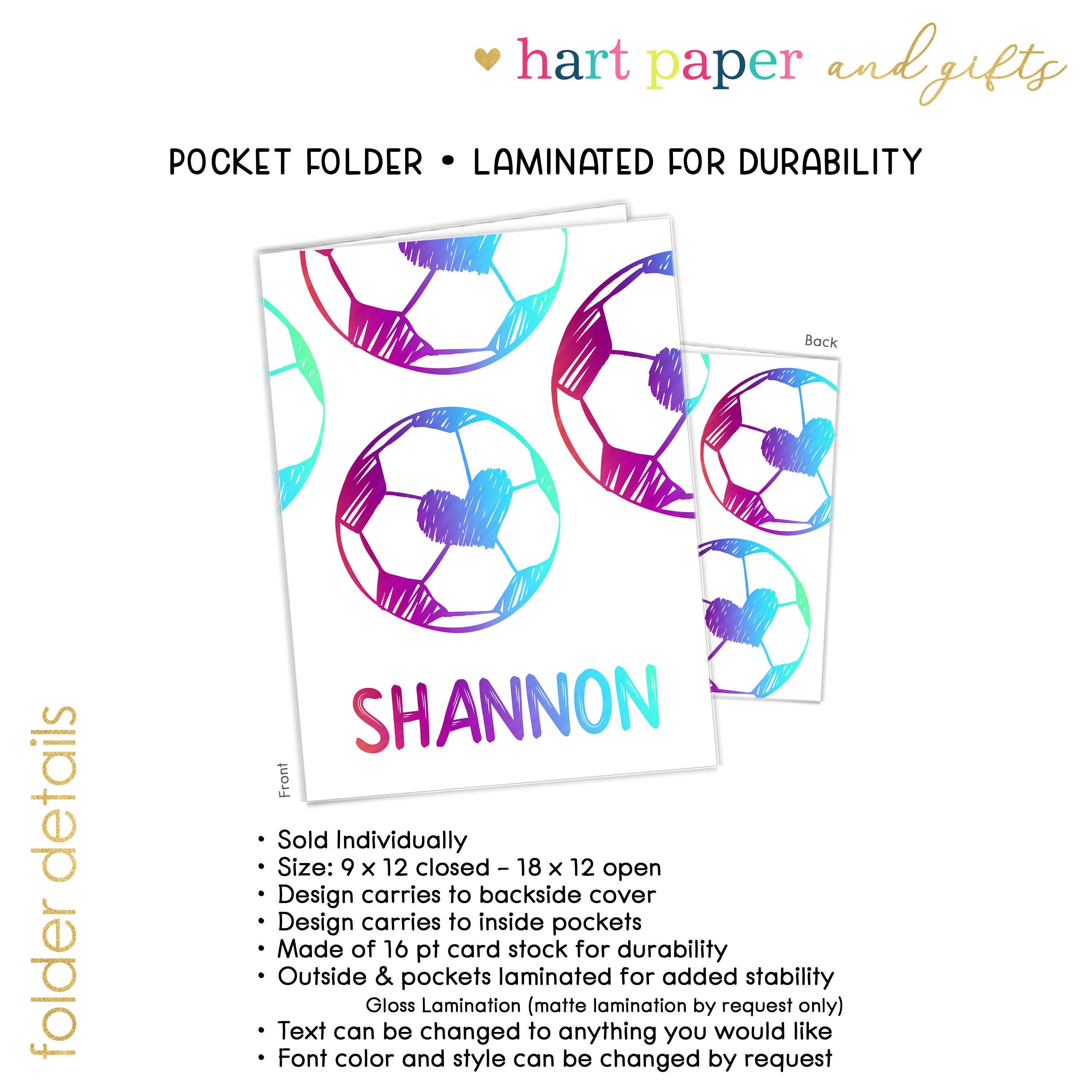 Rainbow Soccer Ball Sports Personalized Folder 2 Pocket Back to School ...
