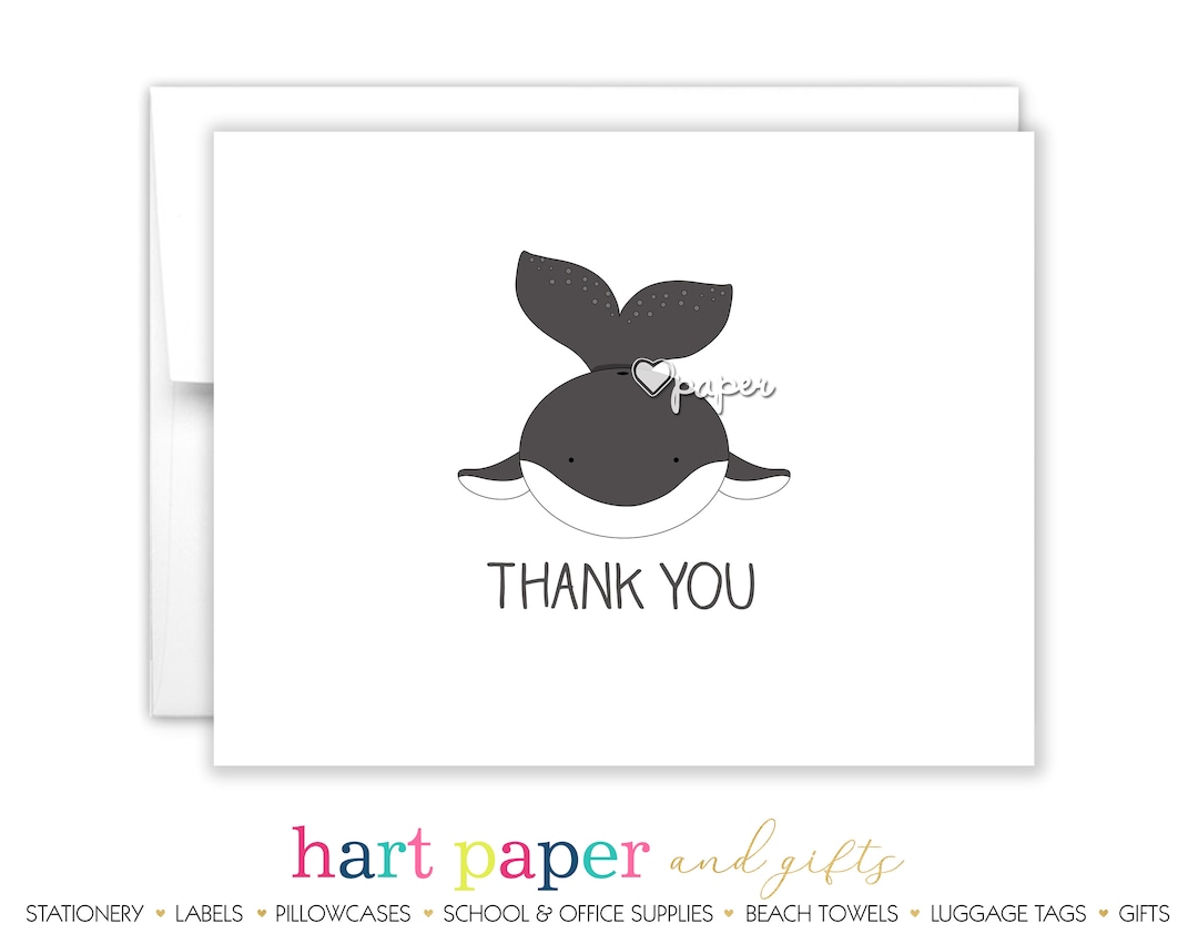 Killer Whale Orca Thank You Personalized Cards Folded Flat Card ...