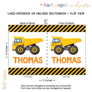 Construction Dump Truck Personalized Notebook Sketchbook • Custom ...