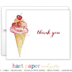 Ice Cream Cone Thank You Personalized Cards Folded Flat Card - Etsy