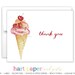 Ice Cream Cone Thank You Personalized Cards Folded Flat Card - Etsy