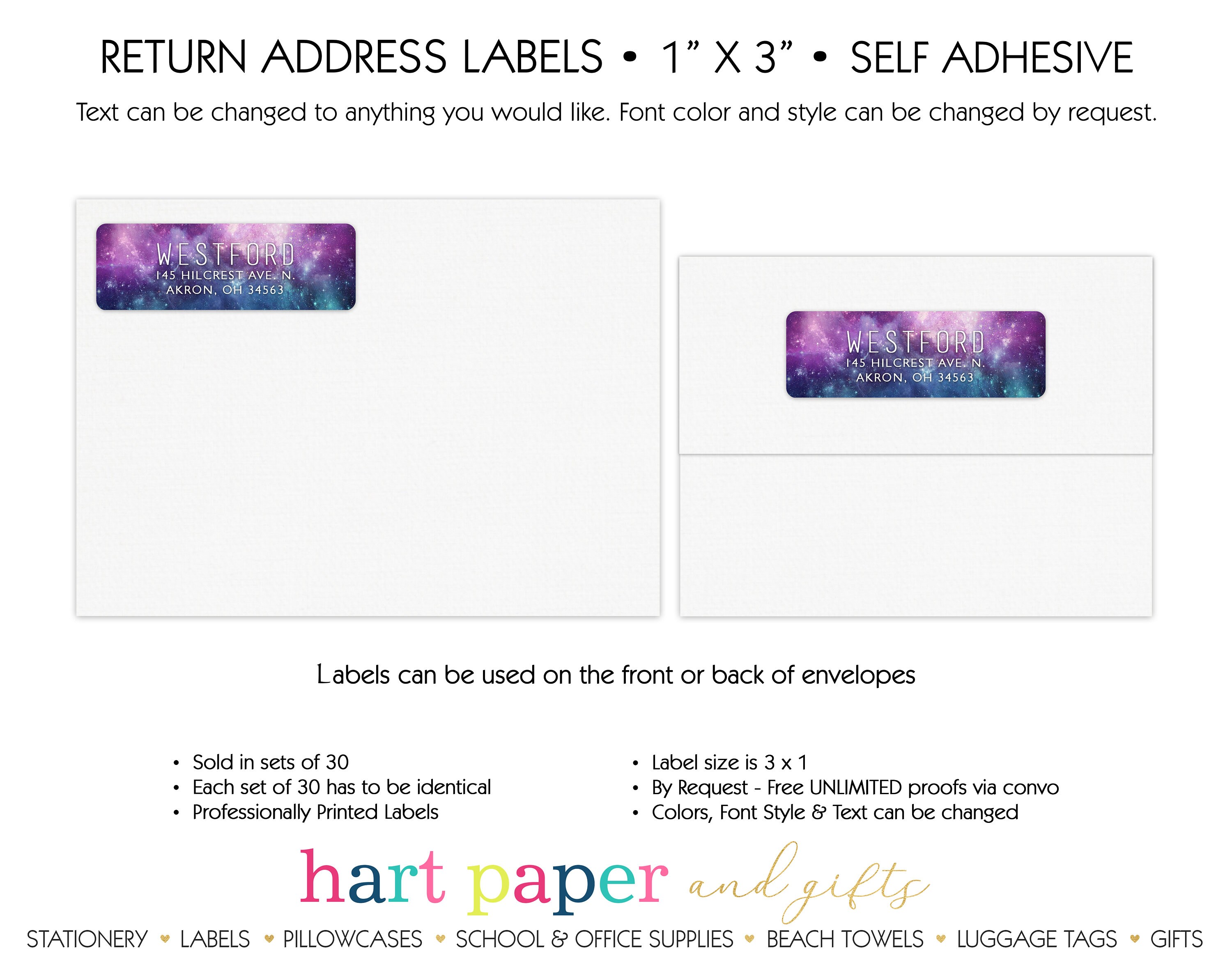 Galaxy Space Stars Return Address Labels Personalized Custom | Etsy