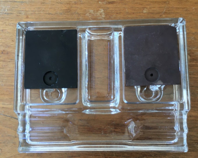 Antique Clear Glass Double Ink Well No 50 D With Covers Defiance MFG Co ...