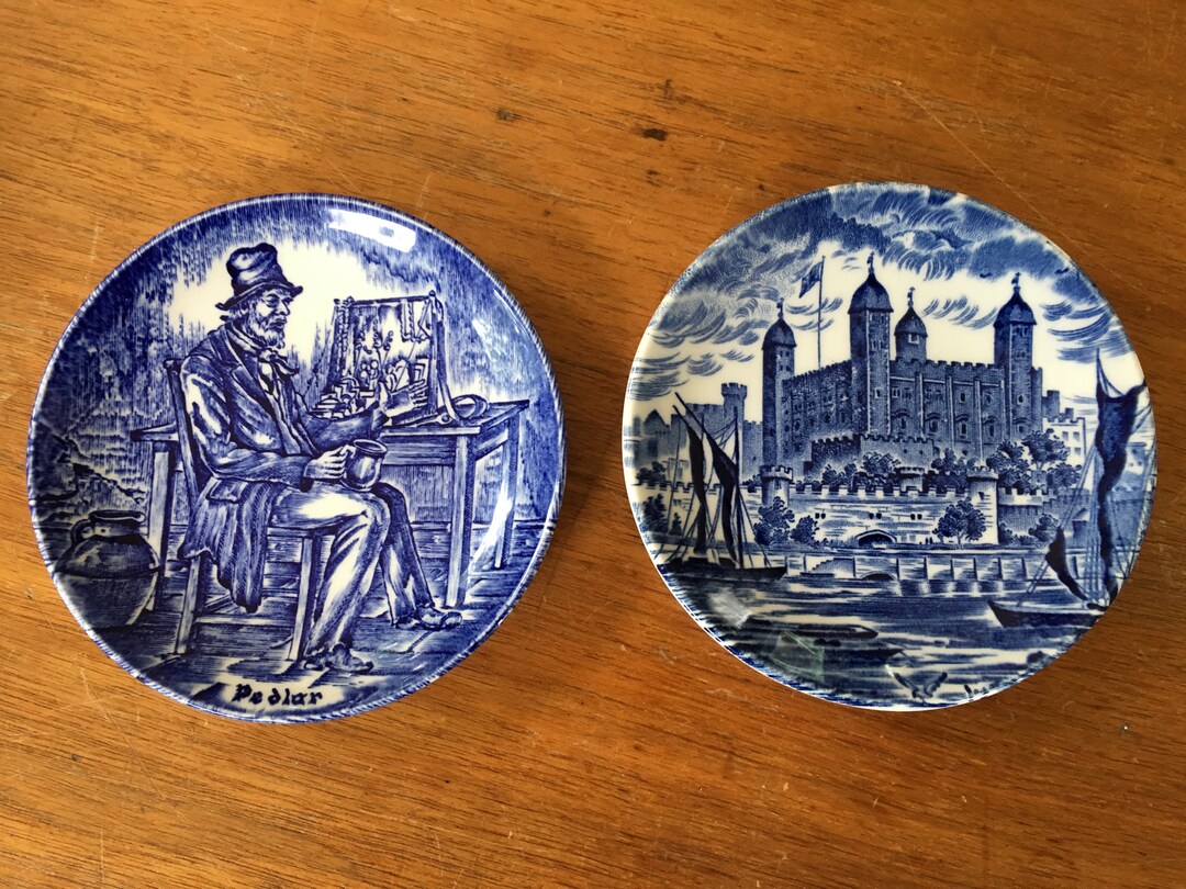 2 X Enoch Wedgwood Miniature Flow Blue Plates - Etsy