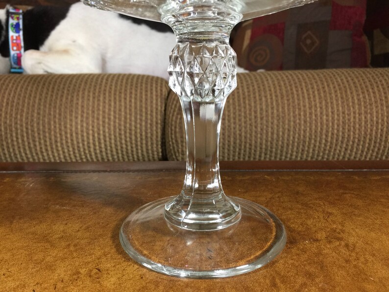 Indiana Glass Clear Pressed Glass Pedestal/Compote Candle | Etsy