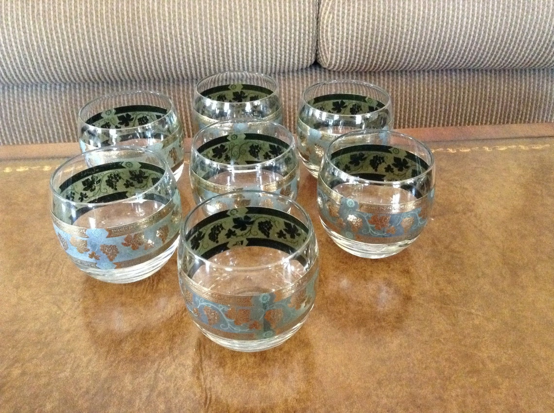 Cera Glass Golden Grapes-green Roly Poly Set of 6 - Etsy