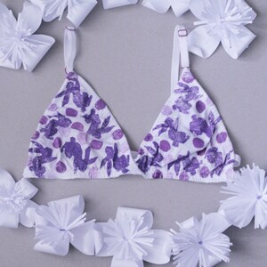 Bunny Pop / Organic Cotton Hand Printed Bralette With Bunny and Dot ...