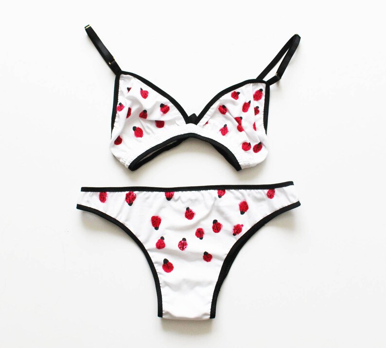 Ladybird / Organic Cotton Bralette With Ladybug Print / Organic Cotton ...