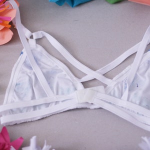Spring Kitty / Organic Cotton Hand Printed Bralette With Cat Print ...