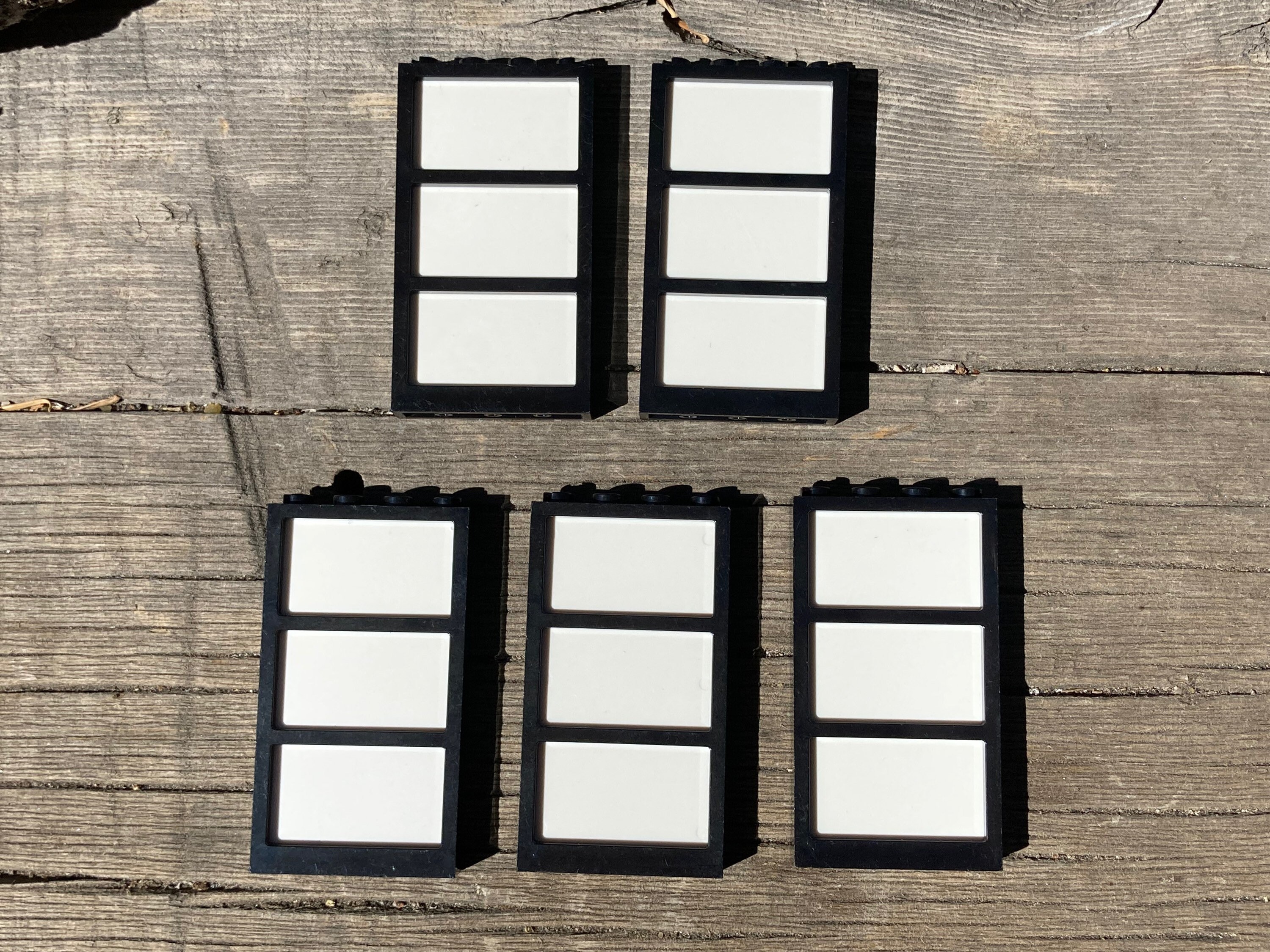 Black Window Frame With 3 Panes and White Glass, Lot of 5 - Genuine ...