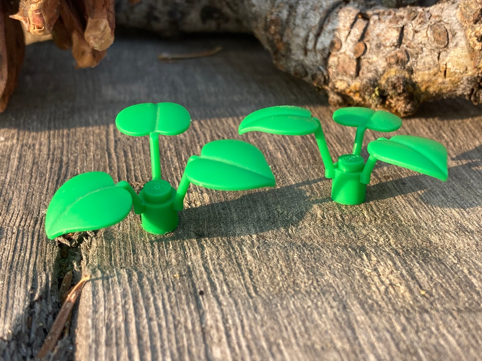 Plant Flower Stem 1 X 1 X 2/3 With 3 Large Leaves - Lot of 2 - Genuine ...