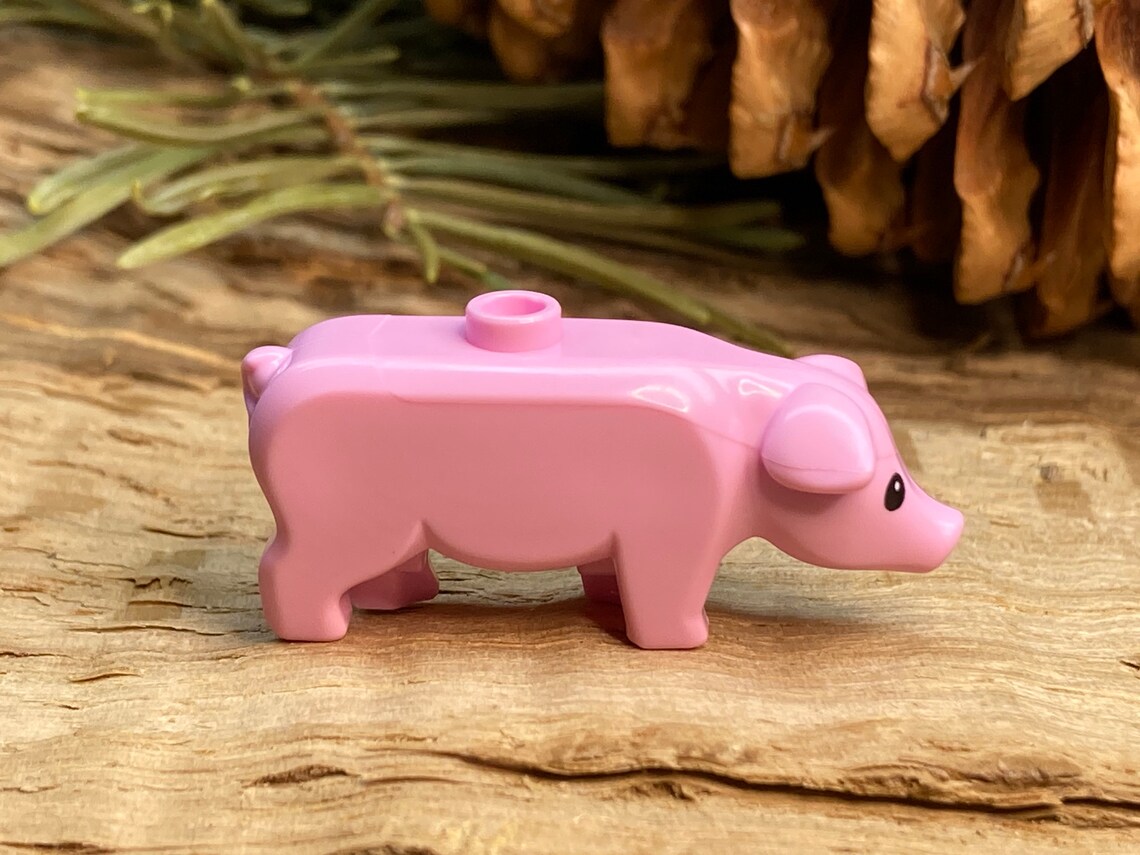 Bright Pink Pig With Black Eyes and White Pupils - Genuine LEGO® Animal ...