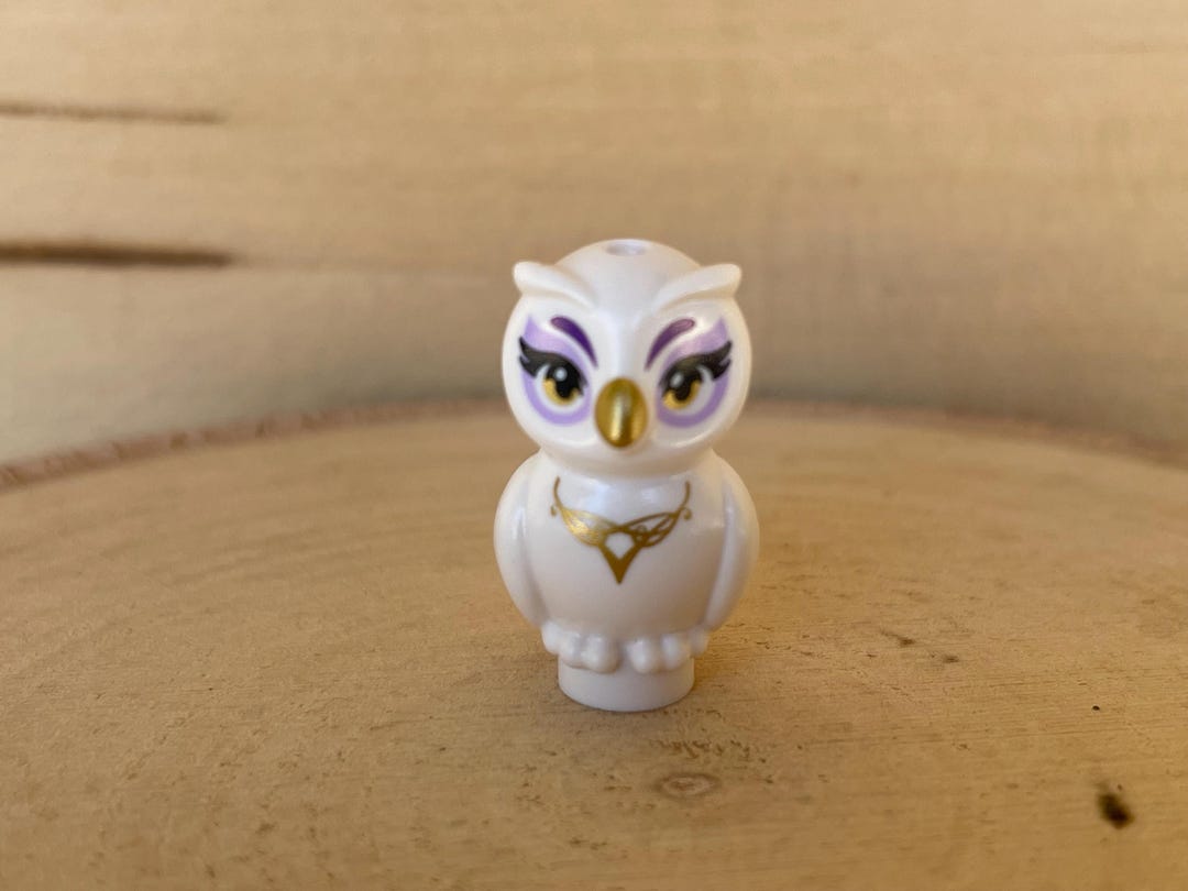 White Owl With Gold Beak, Eyes, and Necklace, Dark Purple Eyebrows ...