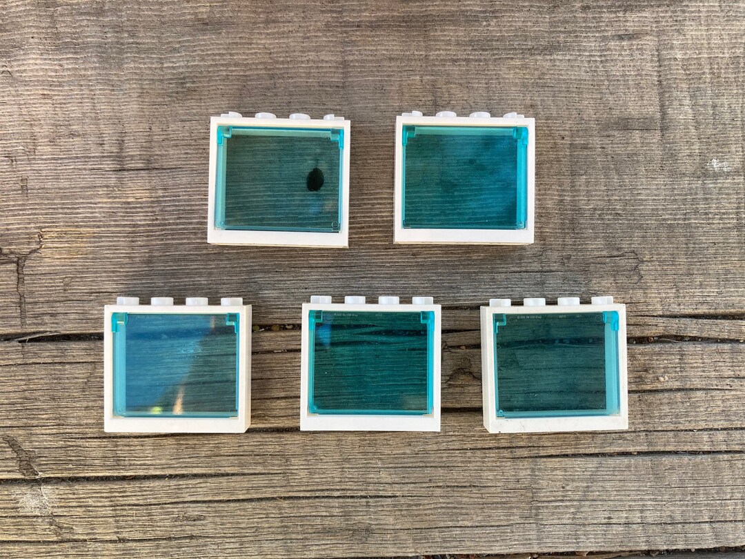 White Window Frame With Opening Trans Light Blue Glass Pane, Lot of 5 ...