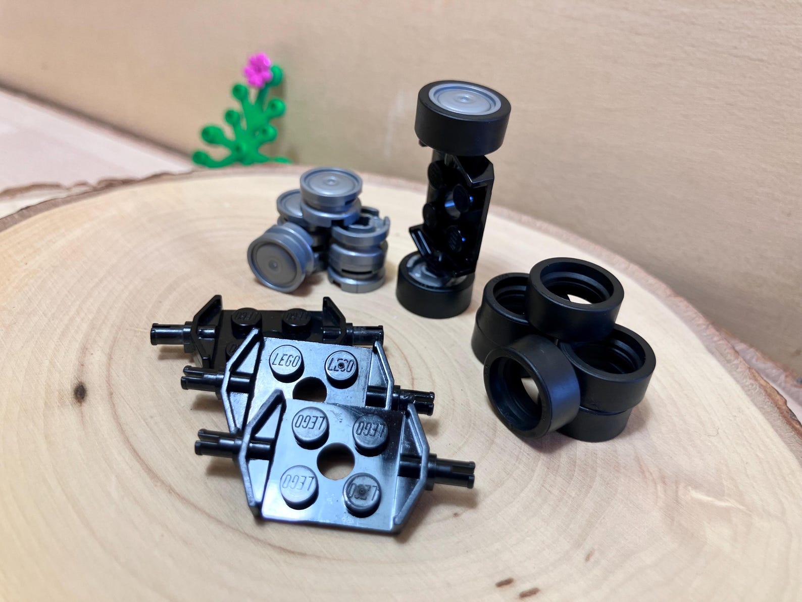 Small Wheel Set, Wheel 11mm D. X 6mm Black Tire, Pack of 8 With Wide ...