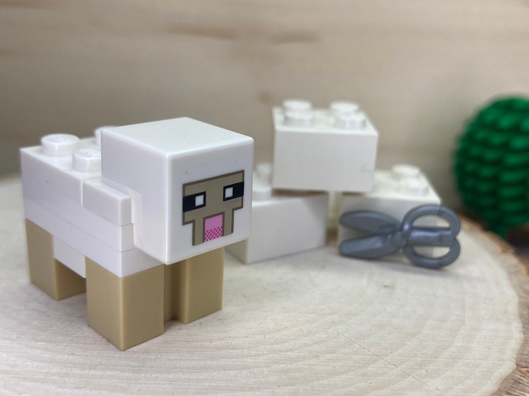 White Minecraft Sheep With 3 Blocks of Wool & Shears – Genuine LEGO ...