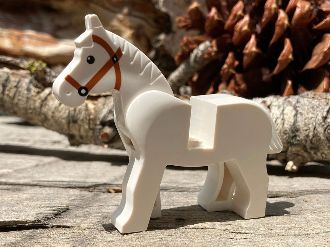 White Horse With Dark Orange Bridle – LEGO® Animal - Etsy