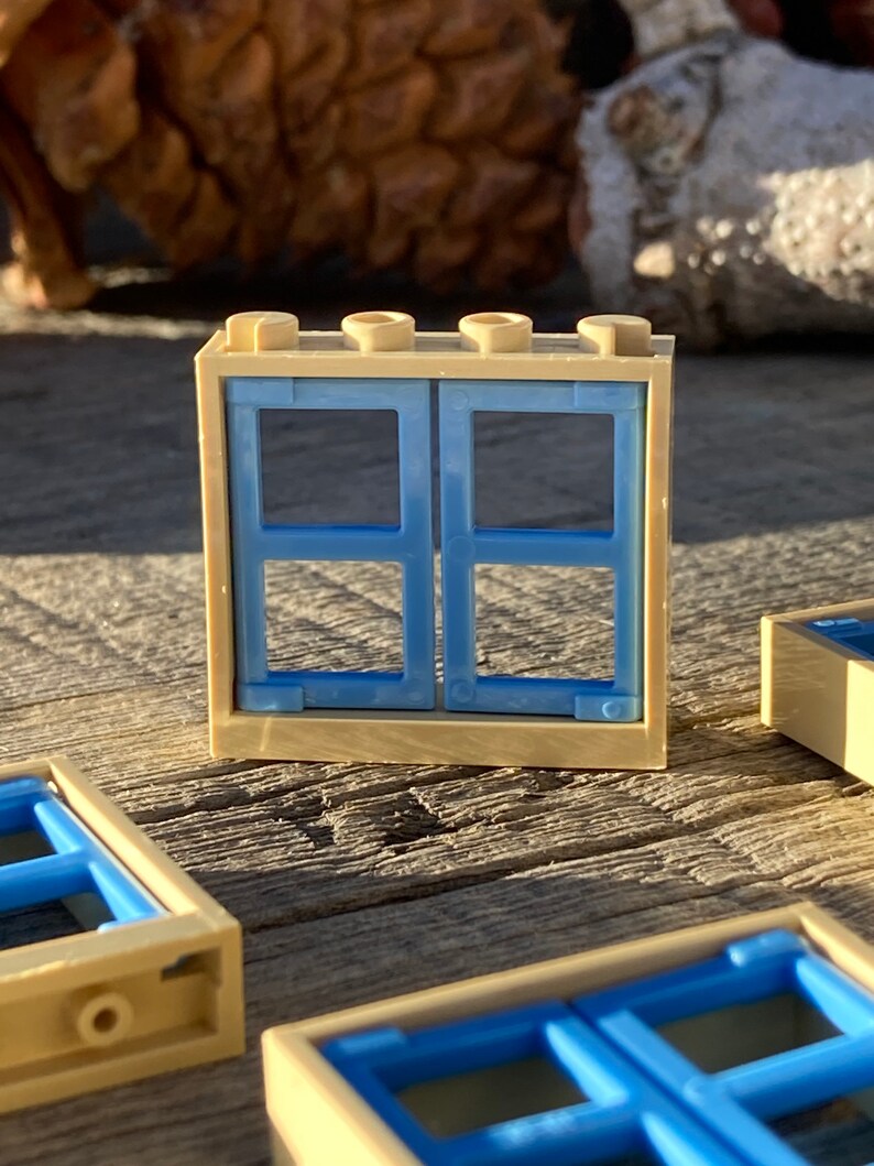 Tan Window Frame With Medium Blue Shutters, Pack of 5 – Genuine LEGO ...
