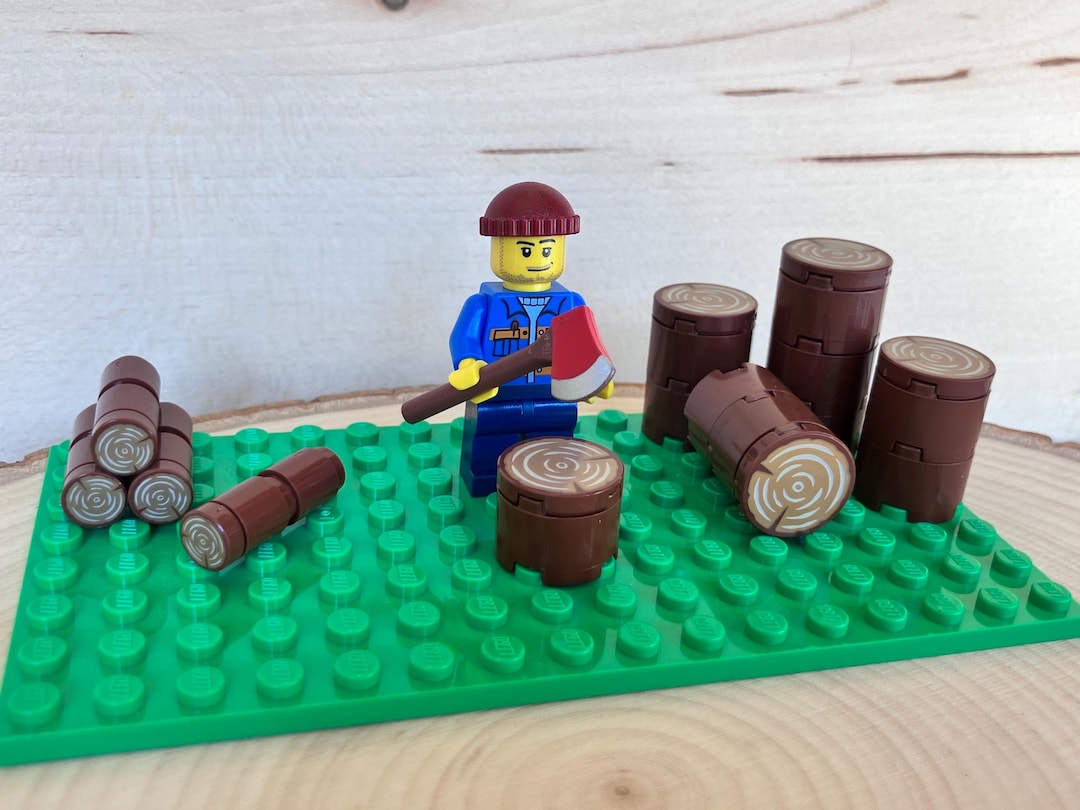 Genuine LEGO® Custom Scene: Lumberjack Chopping Firewood - Etsy