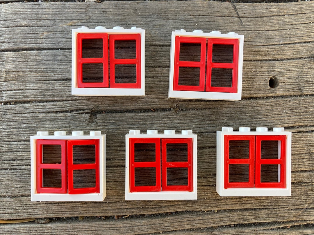 White Window Frame With Red Shutters, Pack of 5 - Genuine LEGO ...