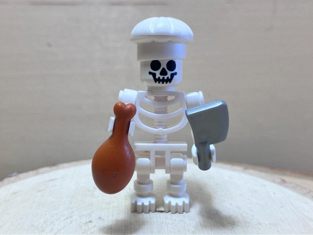 Skeleton Chef With Chef Hat, Turkey Leg & Cleaver – Genuine LEGO ...