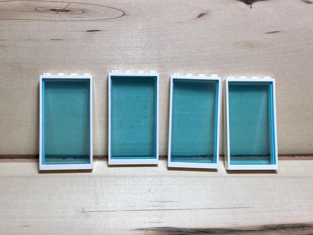 4 Pack, White Door Frame With Trans-light Blue Window - Genuine LEGO ...