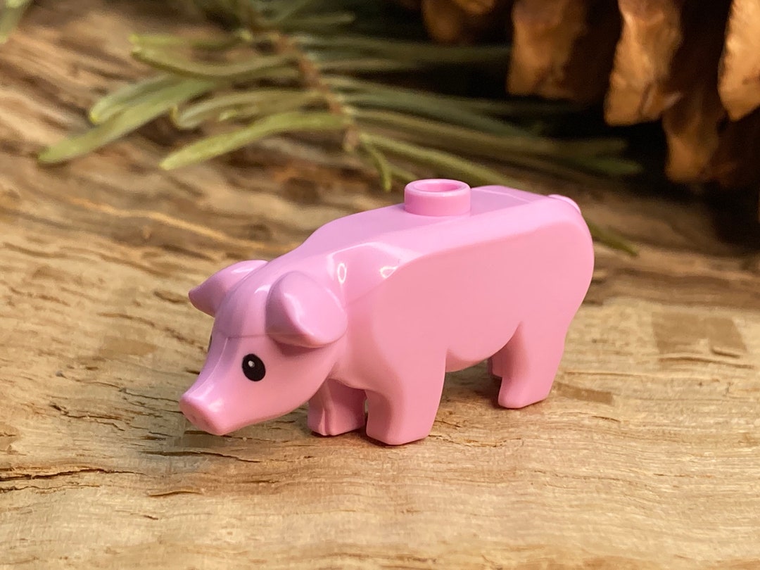 Bright Pink Pig With Black Eyes and White Pupils - Genuine LEGO® Animal ...