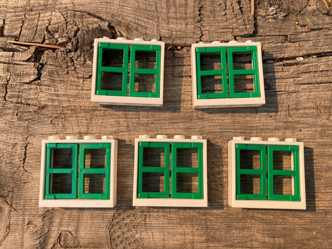 White Window Frame With Green Shutters, Pack of 5 - Genuine LEGO ...