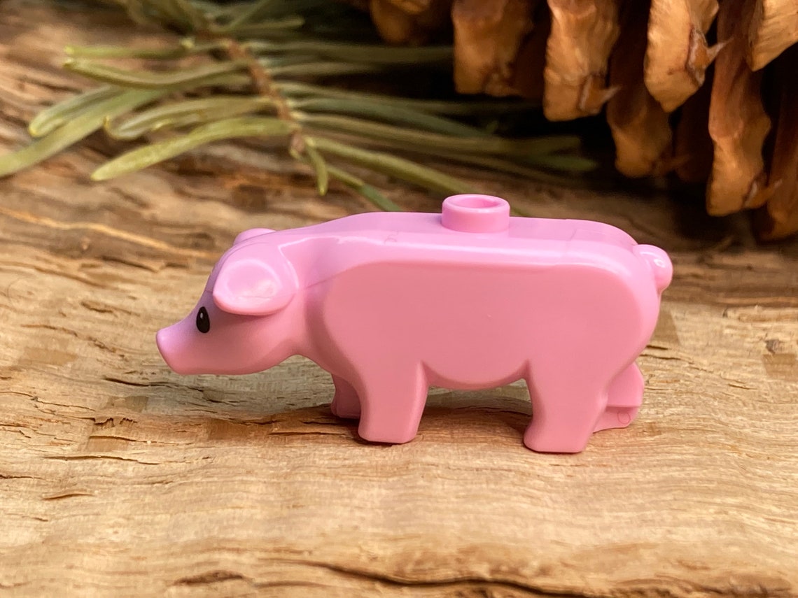 Bright Pink Pig With Black Eyes and White Pupils - Genuine LEGO® Animal ...