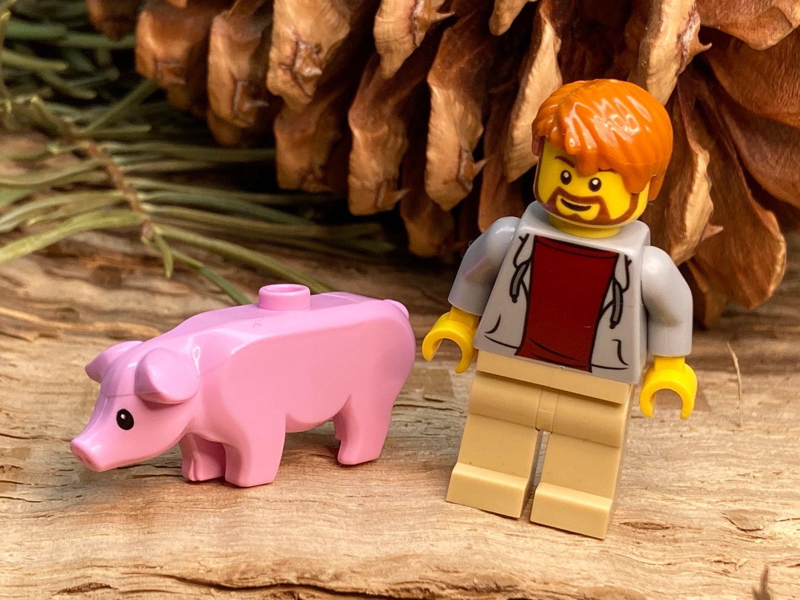 Bright Pink Pig With Black Eyes and White Pupils - Genuine LEGO® Animal ...