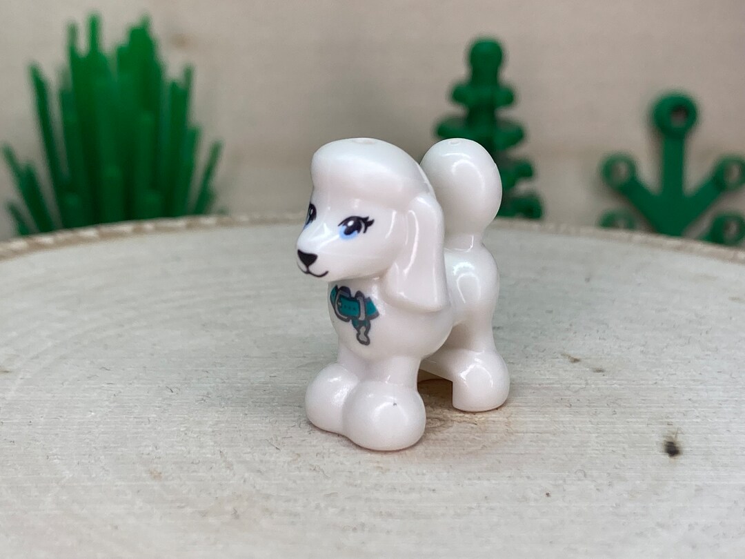 White Poodle Dog With Dark Turquoise Collar - Genuine LEGO® Animal - Etsy