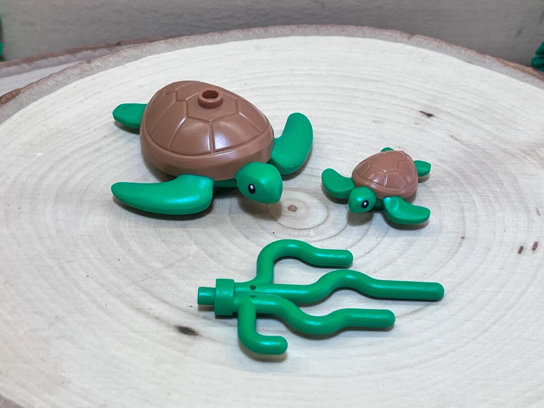 Sea Turtle Family With Seagrass - Genuine LEGO® Animals - Etsy